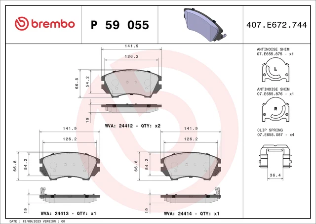 BRAKE PAD SET Disc Brake P 59 055 For Holden Chevrolet Buick Vauxhall £ ...