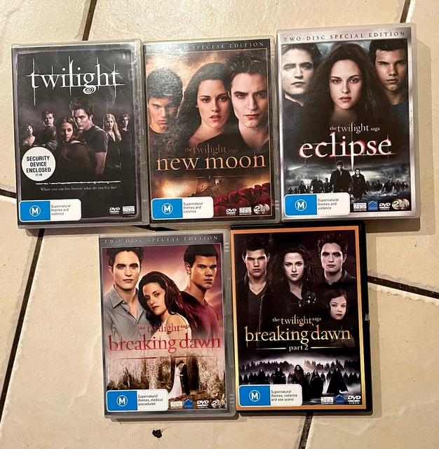 TWILIGHT THE COMPLETE Saga 5 DVDs Twilight, New Moon, Eclipse, Region 4 ...