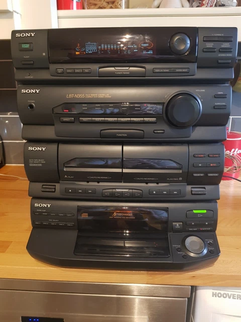 SONY LBT-N355 COMPACT HI-FI 5 cd changer STEREO SYSTEM twin tape remote ...