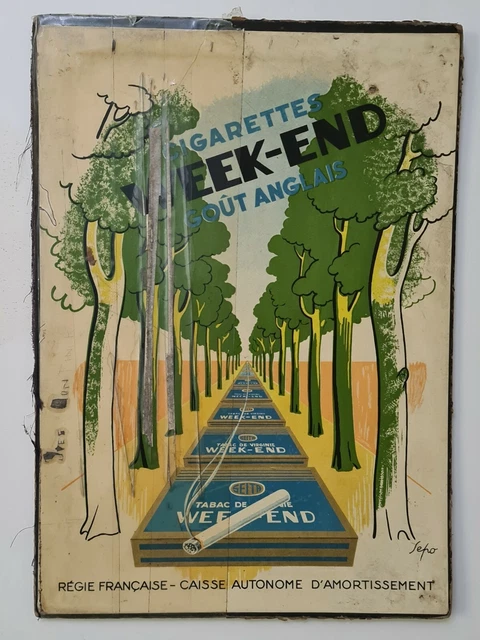 WEEKEND CIGARETTES SEITA Sepo vers 1930 Carton Publicitaire Tabac ...