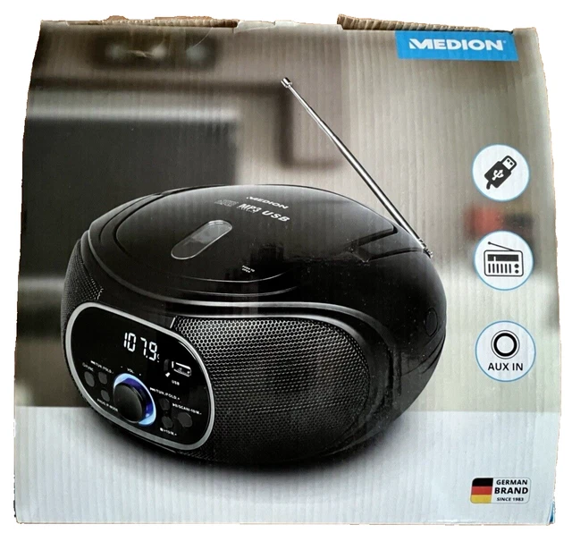 MEDION LIFE E65711 Boombox UKW Stereo Radio CD MP3 AUX USB AMS 2x 12W ...