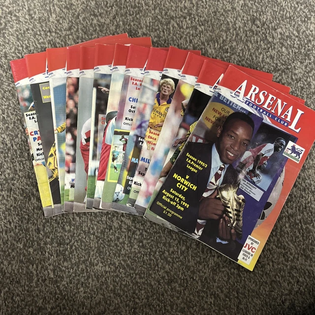 ARSENAL FOOTBALL CLUB Programmes 1992 -1993 Season £10.00 - PicClick UK