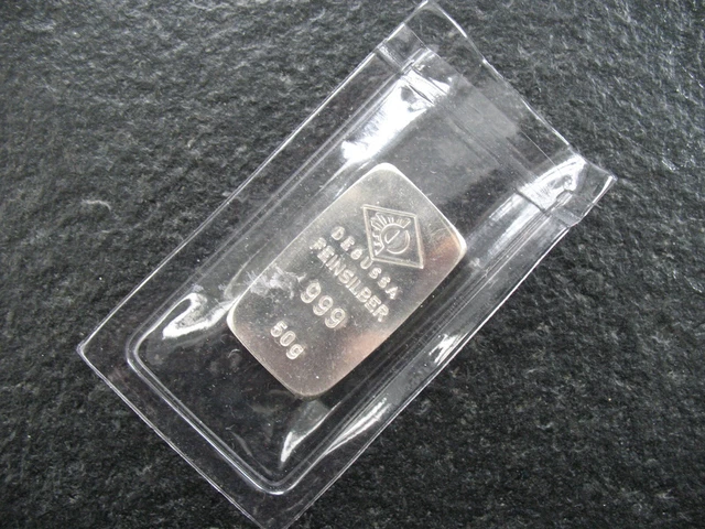 50 GRAMM SILBER 999 Silberbarren Sargbarren Degussa Deutschland EUR 110 ...