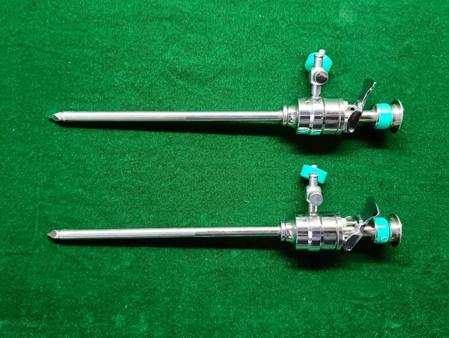 2PC LAPAROSCOPIC TROCAR Cannula 5mmx150mm Stainless Steel Reusable ...