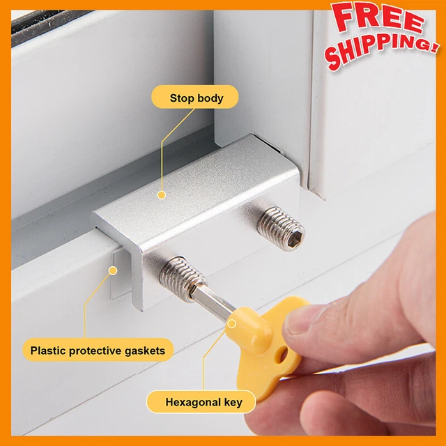 SLIDING PATIO DOOR Lock Security Dead Bolt Push Key Locking Metal ...