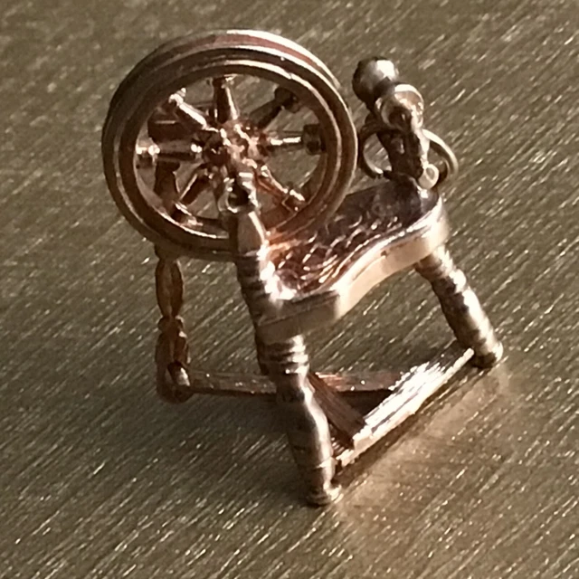 VINTAGE 9CT GOLD LARGE Moving Spinning Wheel Charm for Bracelet 5.3g ...