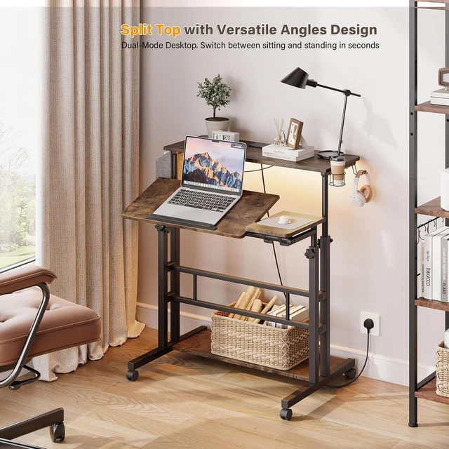 DRIPEX STANDING DESK with Power Outlets & Strip Lights, Height ...