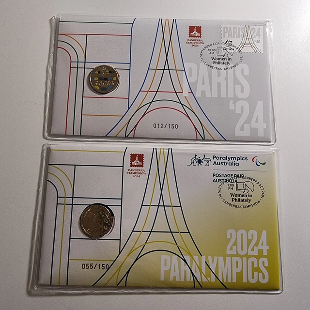 CANBERRA STAMP SHOW 2024 Olympic & Paralympic PNC Day 3 Pair 012 & 055 ...