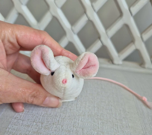 JELLYCAT SUGAR MOUSE Tiny White Cream Bean Toy Plush String Tail Rare ...