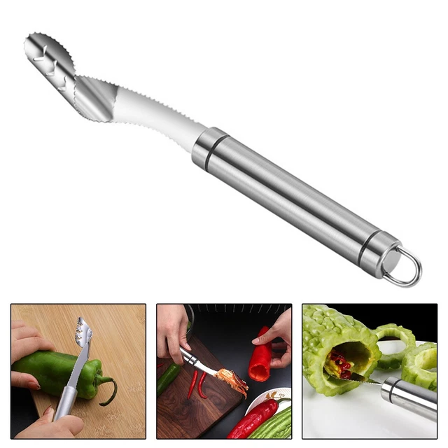 ELEGANT STAINLESS STEEL Core Deseeder for Peppers Tomatoes Fruit ...