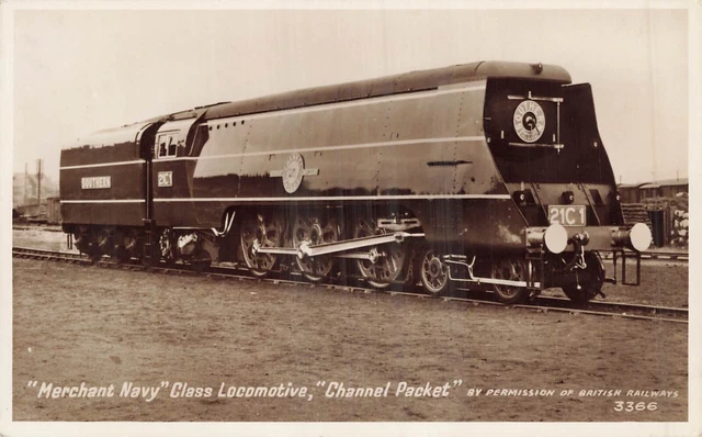 RPPC BRITISH RAILWAYS Merchant Navy Class Locomotive Train Postcard ...