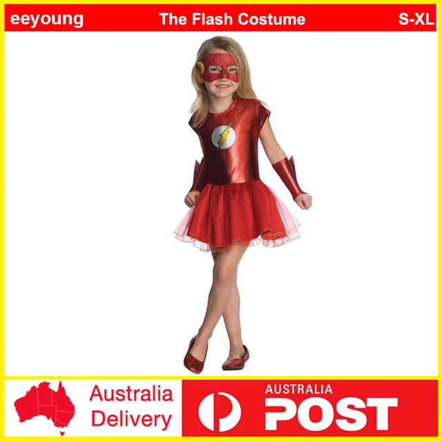 GIRLS THE FLASH Cosplay Costume Dress Kids Superhero Book Week Fancy ...