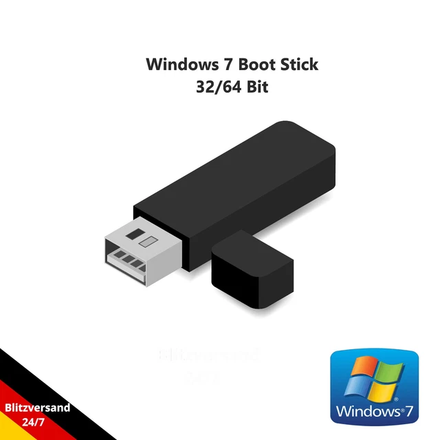 WINDOWS 7 PRO 32/64 Bit Boot Stick Recovery Stick Lightning Shipping 24 ...