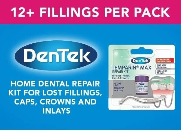 DENTEK STRONG TEETH Tooth Repair Permanent Dental Cement Cavity Filling ...