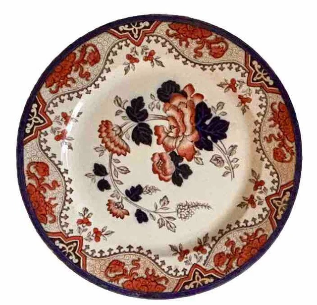 ANTIQUE 1880S DOULTON Burslem Alma 27cm Red Blue Dinner Plate Bone ...