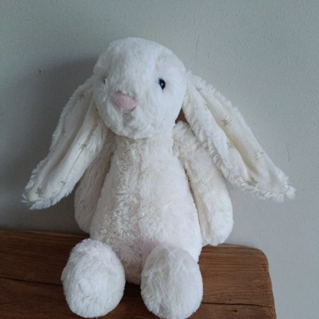 JELLYCAT SMALL BASHFUL Twinkle Bunny Rabbit White Cream Stars Ears £25. ...