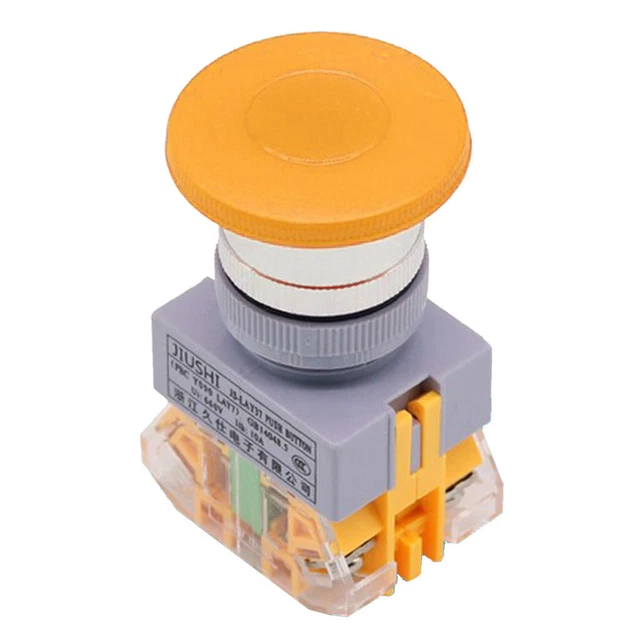 Stop Mushroom Head Push Button Box Switch Reset Waterproof Yellow £7 00