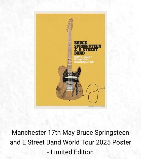 BRUCE SPRINGSTEEN COOP Live Manchester 17 May 2025 Tour Poster Ltd Edn ...