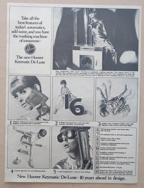 HOOVER KEYMATIC DE-LUXE washing machine Original UK Press Advert 1967 £ ...