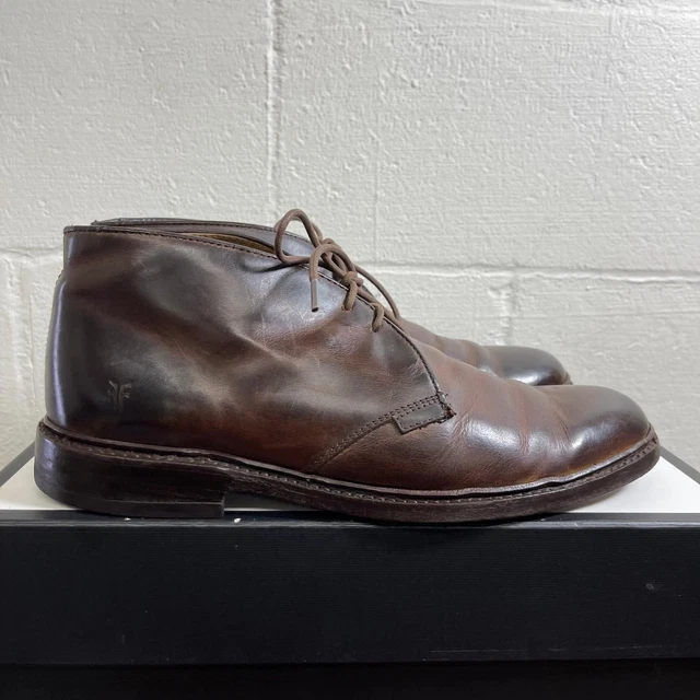 FRYE 87880 BROWN Leather Chukka Ankle Boots Lace up Men's 10 D Made In ...