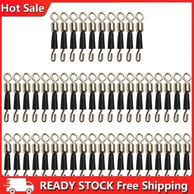 50X FISHING BEARING Rolling Swivel Solid Ring Fast Link Hook Connectors ...