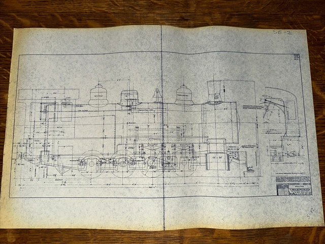 ORIGINAL VINTAGE RAILROAD Locomotive Train Blueprint Diagram Drawing 17 ...