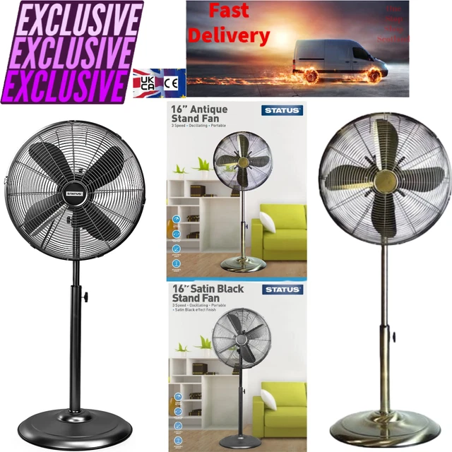 16& STANDING PEDESTAL Stand Fan Adjustable Oscillating Rotating 3 Speed ...