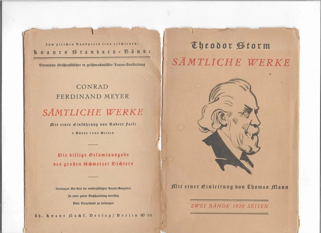 THOMAS MANN (EINL.) Theodor Storm SÄMTLICHE WERKE IN ZWEI BÄNDEN ...