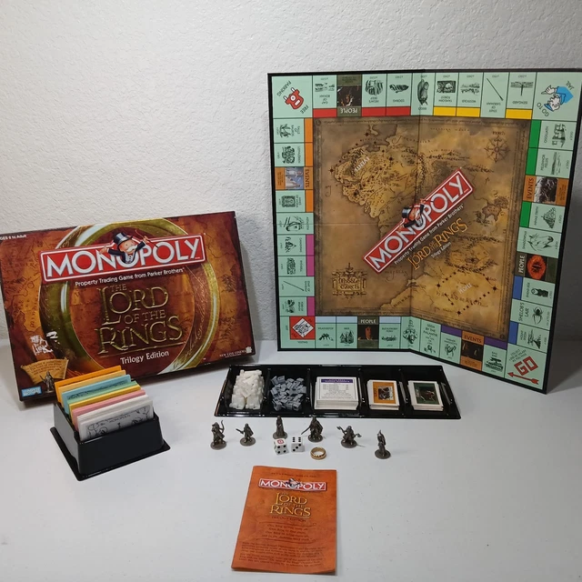 MONOPOLY LORD OF the Rings Trilogy Edition Board Game - 100% COMPLETE w ...