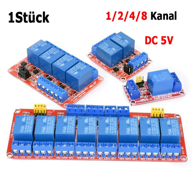 1 STÜCK DC 5V 1/2/4/8 Kanal Relais Modul High Low Level Trigger mit Optokoppler EUR 3,52 ...