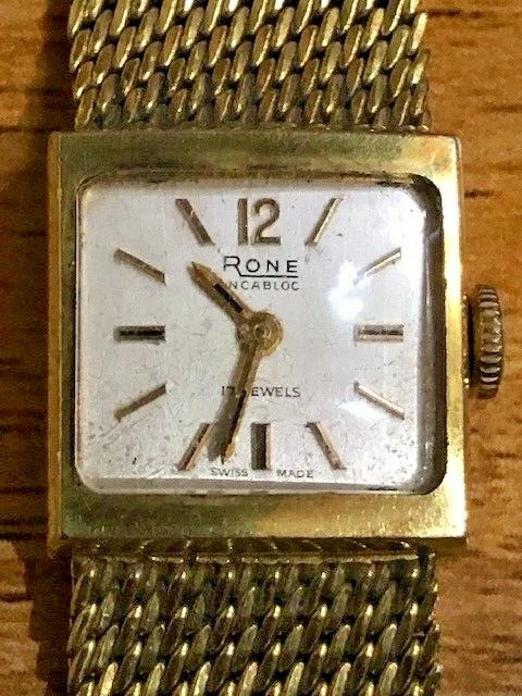 VINTAGE SWISS RONE 17Jewel Incabloc Amerikaner A*D Metal Mechanical ...