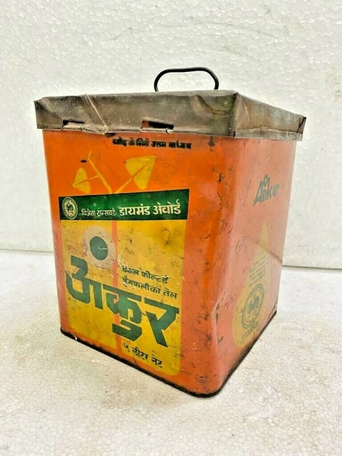 VINTAGE OLD RARE Unique ANKUR Groundnut Oil Adv. Iron sign box, $119.17 ...