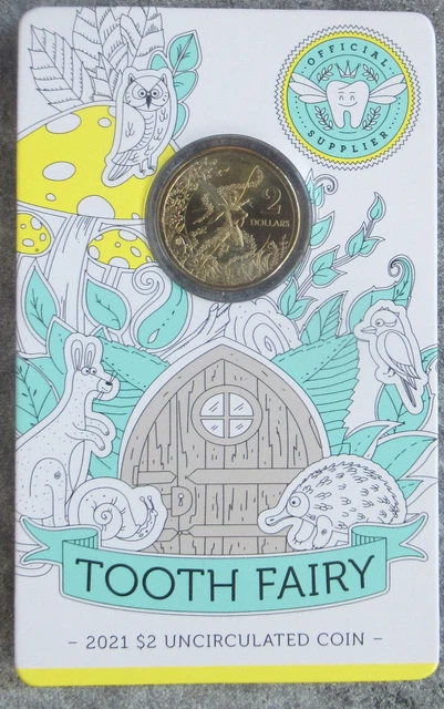 AUSTRALIA 2021 TOOTH Fairy C Mintmark Coloured 2 Dollar Coin in card ...