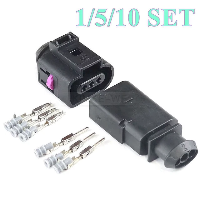 3 PIN AUTOMOTIVE Male Female Connector Plug Socket Kit for VW Audi ...