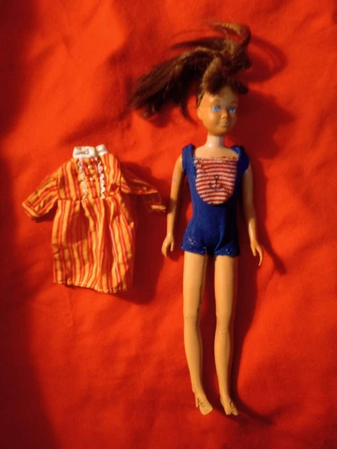 Vintage Mattel 1963 Skipper Bendable Legs Barbie Doll Swimsuit And Top