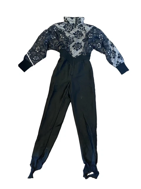 VINTAGE NILS GREY/BLACK Ski Suit One Piece Snowsuit Jumpsuit Women’s ...