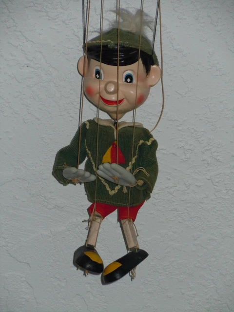 VINTAGE PINOCCHIO MARIONETTE Puppet Wood Body Feet & Bisque Head? Very ...