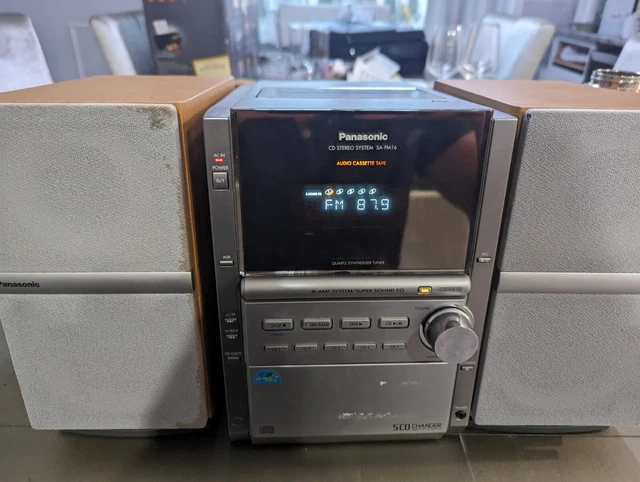 PANASONIC SA-PM16 MINI HiFi AM/FM Stereo 5 CD Tape Tested 💥 $80.00 ...