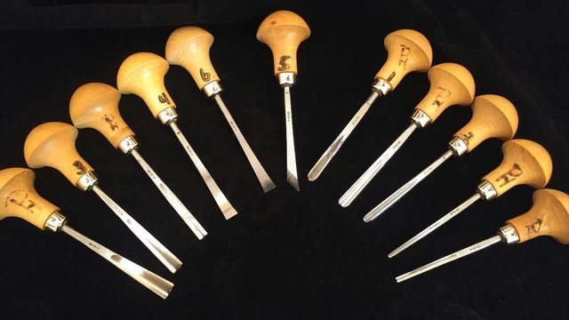 LOT OF 12 PFEIL SWISS Made PALM Wood CARVING Tools, VINTAGE $153.01 ...