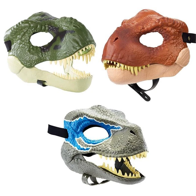 JURASSIC WORLD VELOCIRAPTOR BLUE Dinosaur Dino Moving Mask - Camp ...