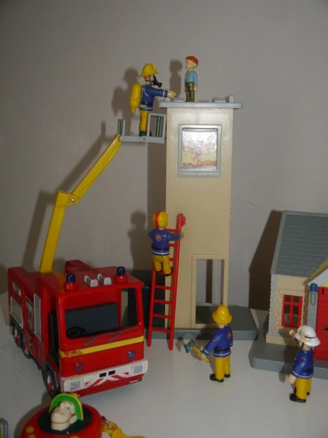 FIREMAN SAM TOYS Bundle Fire Station Tower Jupiter Venus Quad 6 Figures ...