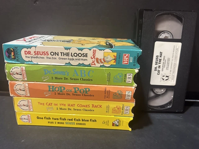 LOT 6 DR Seuss VHS Tapes Green Eggs One Fish Two Fish ABC Hop On Pop ...