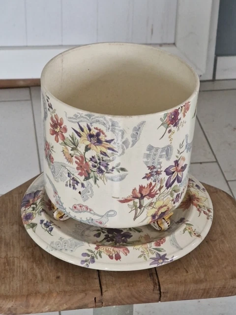 CACHE POT ANCIEN pot plante faïence Sarreguemines enfants Richard ? EUR ...