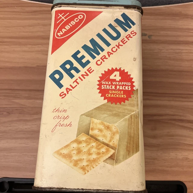 VINTAGE PRE-BARCODE 1950S Nabisco Premium Saltines Cracker Tin English ...