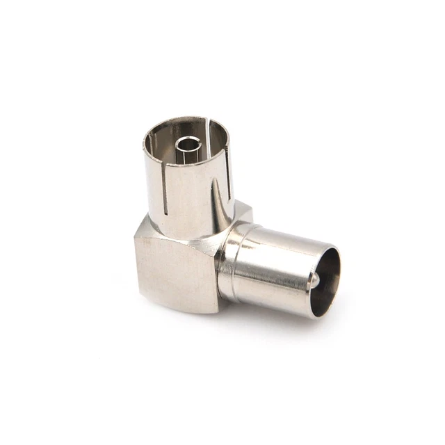 RF RIGHT ANGLE Adapter Plug to Socket For TV Coax Aerial Cables Full ...