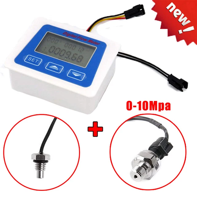 DIGITAL FLOW METER Water Flowmeter Temperature Time Record w/ G1/2 Flow ...