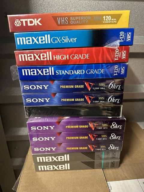 LOT OF 12 Various Blank VHS VCR Cassette Tapes Standard and Premium New ...