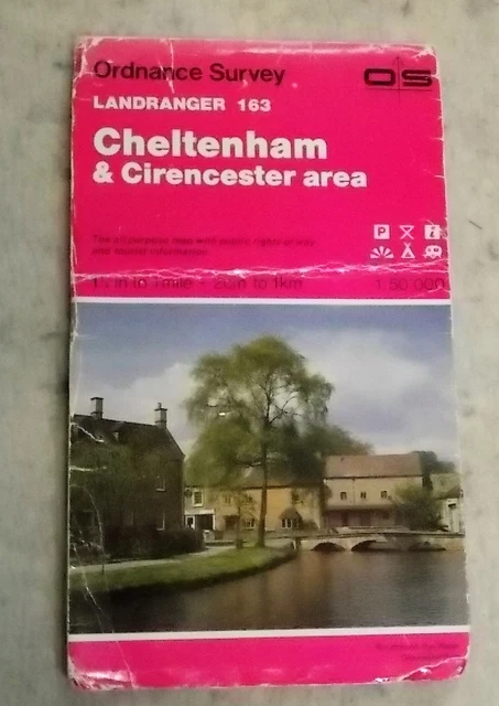 OS MAP CHELTENHAM & Cirencester area Landranger Sheet 163 1:50,000 1985 ...