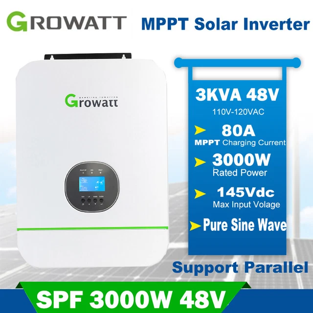 GROWATT 3000W 48V Split Phase Solar Inverter IN 80A MPPT Solar Charge Controller £714.93 ...