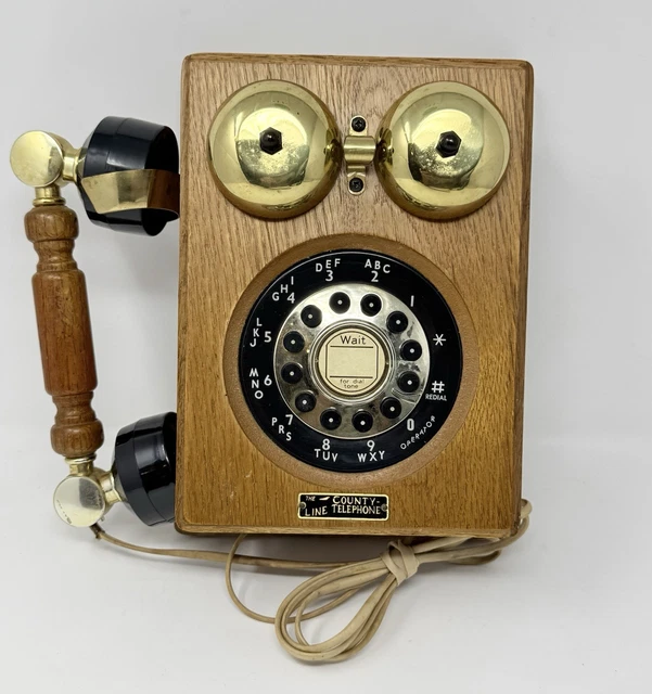 VINTAGE ANTIQUE THE County Line Telephone Rotary Wood Phone Denver ...